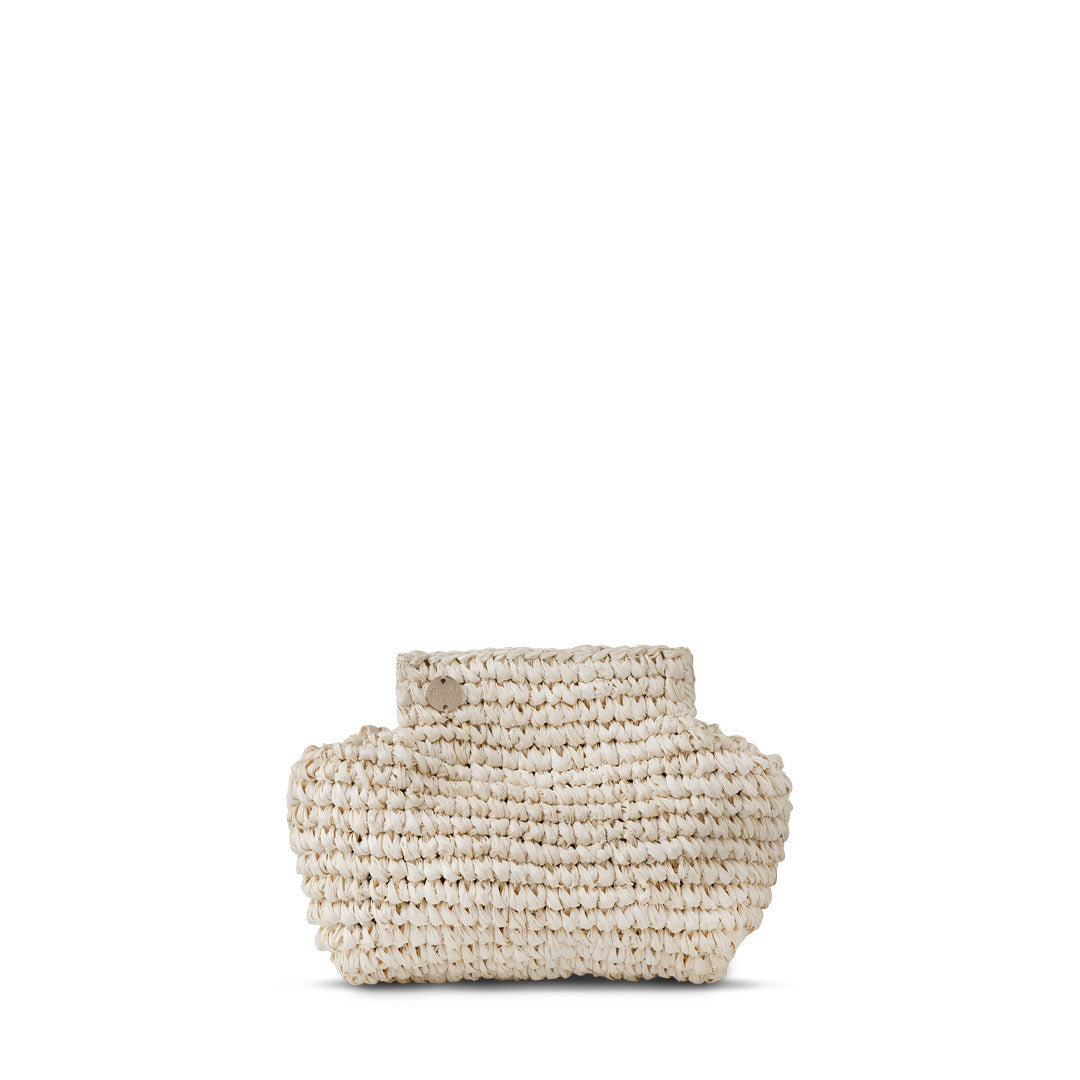 Lilis Small Raffia Frame Clutch in Natural with Copper Stripe | STELAR